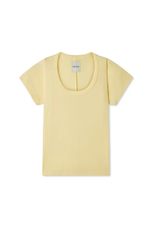 VIR VITA Pointelle Scoop Tee - Butter