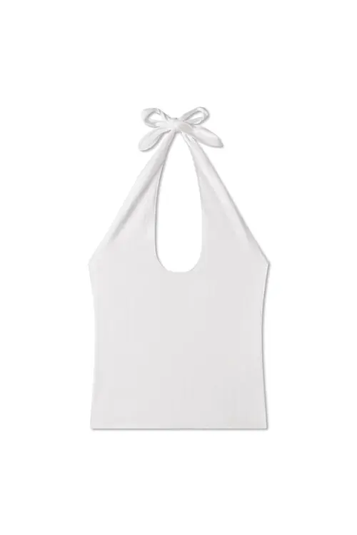 VIR VITA Pointelle Halter Top - Coconut