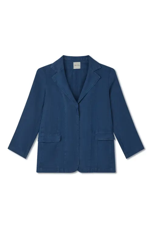 VIR VITA Margaret Linen Blazer - Navy