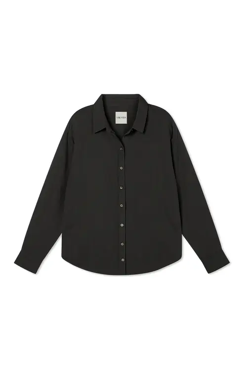 VIR VITA Cecile Oversized Linen Shirt - Black