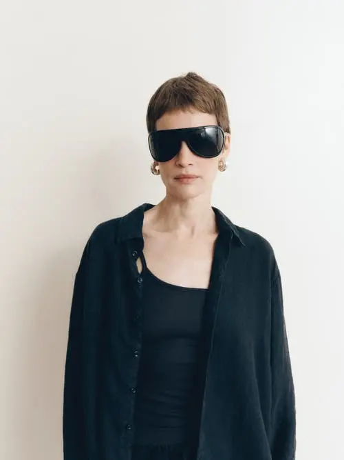 VIR VITA Cecile Oversized Linen Shirt - Black