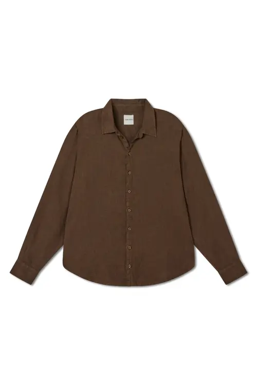 VIR VITA Cecile Oversized Linen Shirt - Chesnut