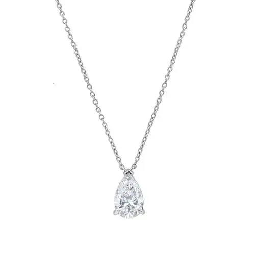 LUVMYJEWELRY 14k Gold 1 Carat Lab Grown Diamond Pear Necklace - 14k White Gold