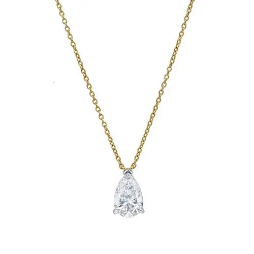 LUVMYJEWELRY 14k Gold 1 Carat Lab Grown Diamond Pear Necklace - 14k Yellow Gold