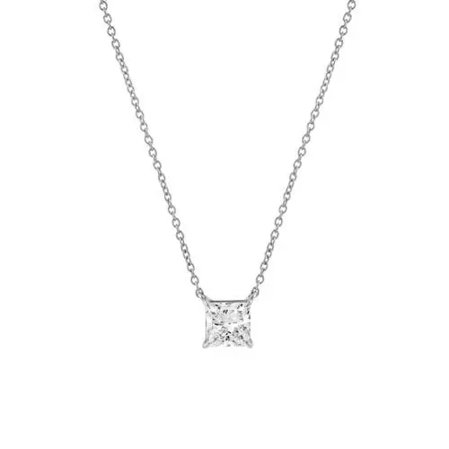 LUVMYJEWELRY Princess Charm 14k Gold Lab Grown Diamond Necklace - 14k White Gold