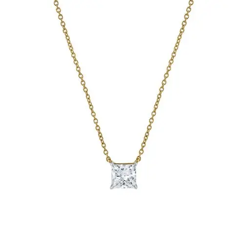LUVMYJEWELRY Princess Charm 14k Gold Lab Grown Diamond Necklace - 14k Yellow Gold