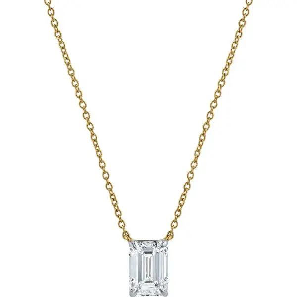 LUVMYJEWELRY 1.50 Ct. Emerald Cut Lab Grown Diamond 14k Gold Necklace - 14k Yellow Gold