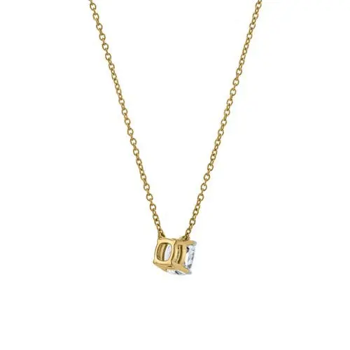 LUVMYJEWELRY 14k Gold 1.00 Ct Lab Grown Diamond Cushion Solitaire Necklace - 14k Yellow Gold