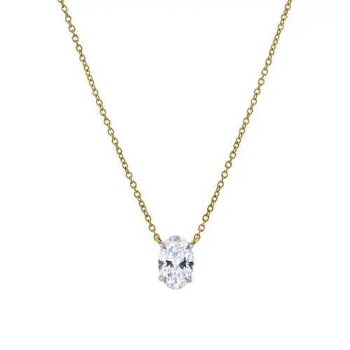 LUVMYJEWELRY 14k Gold 1 Ct. Lab Grown Diamond Oval Necklace - 14k Yellow Gold