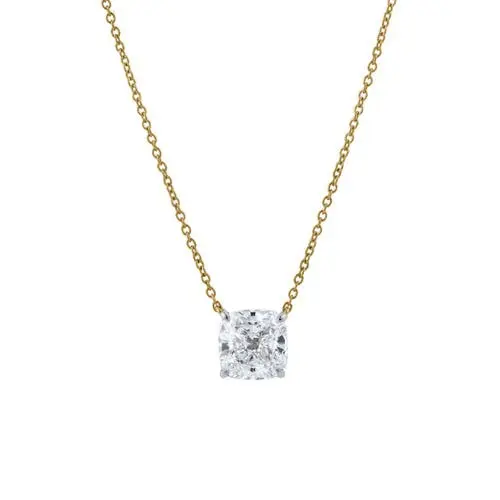 LUVMYJEWELRY 14k Gold 1.50 Ct Lab Grown Diamond Cushion Pendant Necklace - 14k Yellow Gold