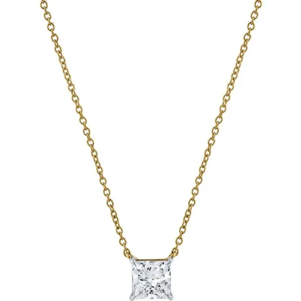LUVMYJEWELRY Princess Charm 14k Gold Lab Grown Diamond Necklace - 14k Yellow Gold