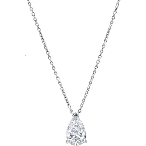 LUVMYJEWELRY 14k Gold 1.50 Ct. Diamond Pear Necklace - 14k White Gold