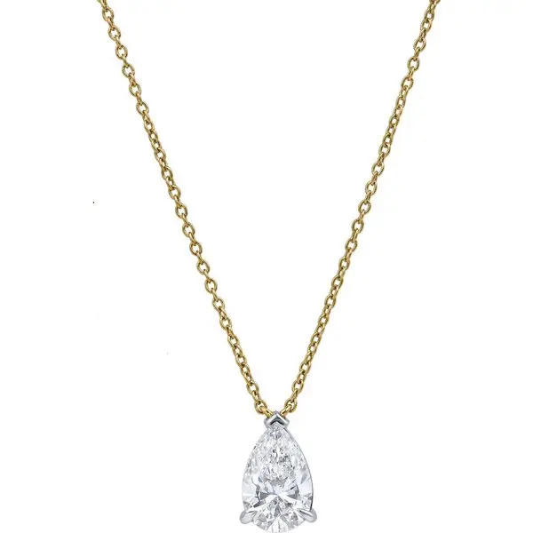 LUVMYJEWELRY 14k Gold 1.50 Ct. Diamond Pear Necklace - 14k Yellow Gold