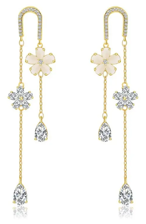 LA MENO Lucky Flower Drop Earrings - Gold