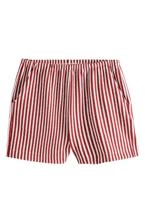 NEXT Striped French Terry Shorts - Red