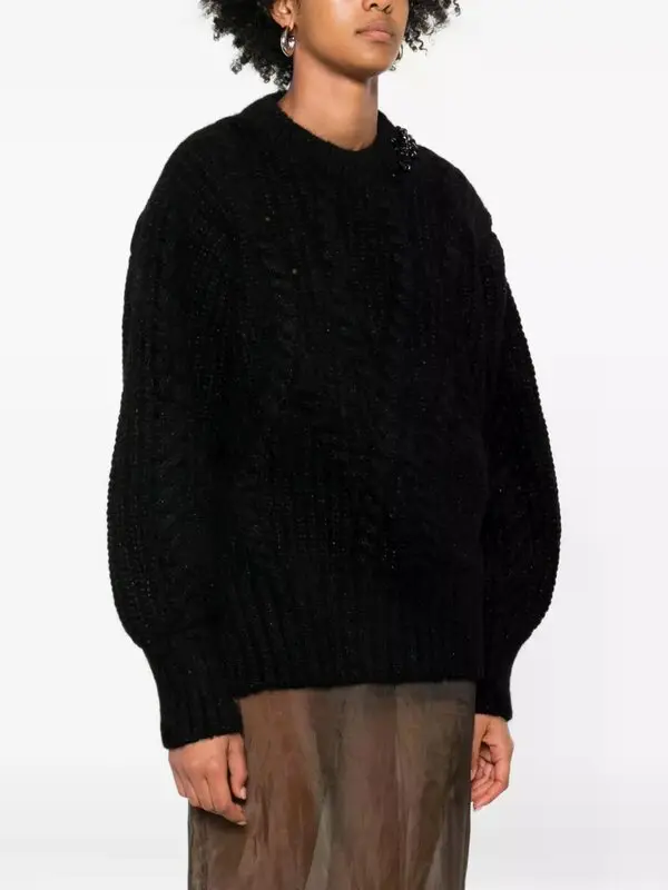Simone Rocha Embellished Cable-knit Sweater