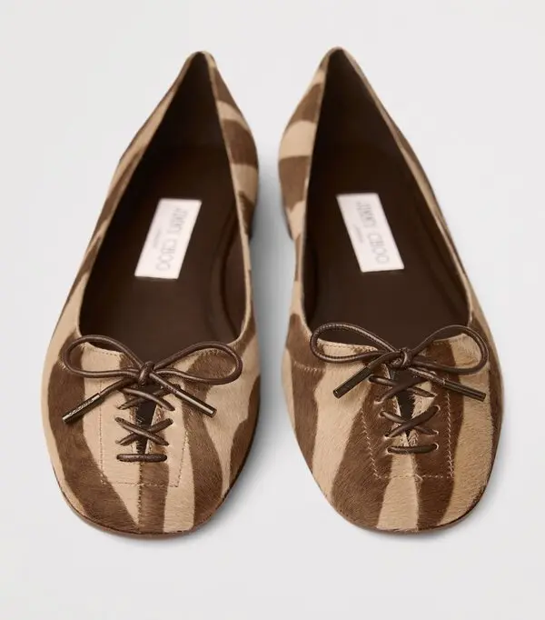 JIMMY CHOO Scarlett Zebra-print Ballet Flats - Brown