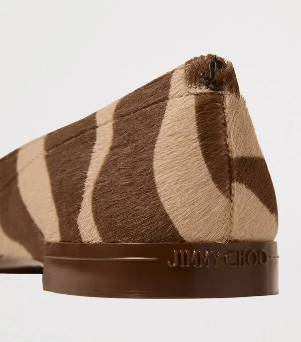 JIMMY CHOO Scarlett Zebra-print Ballet Flats - Brown