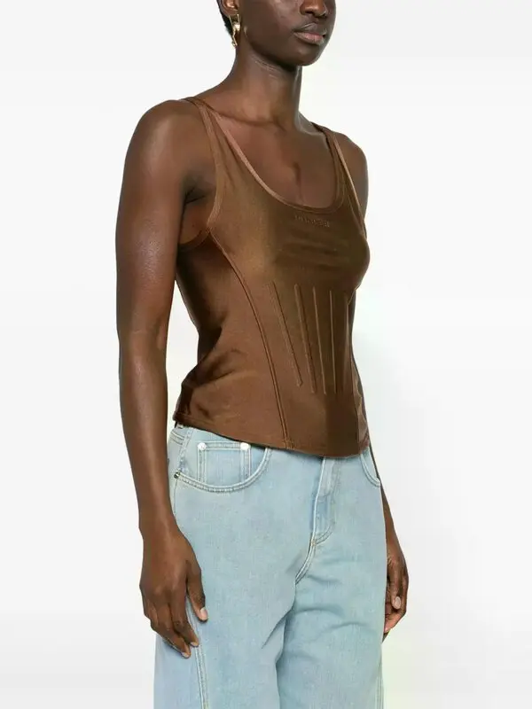 MUGLER Embossed-logo Corset-style Top