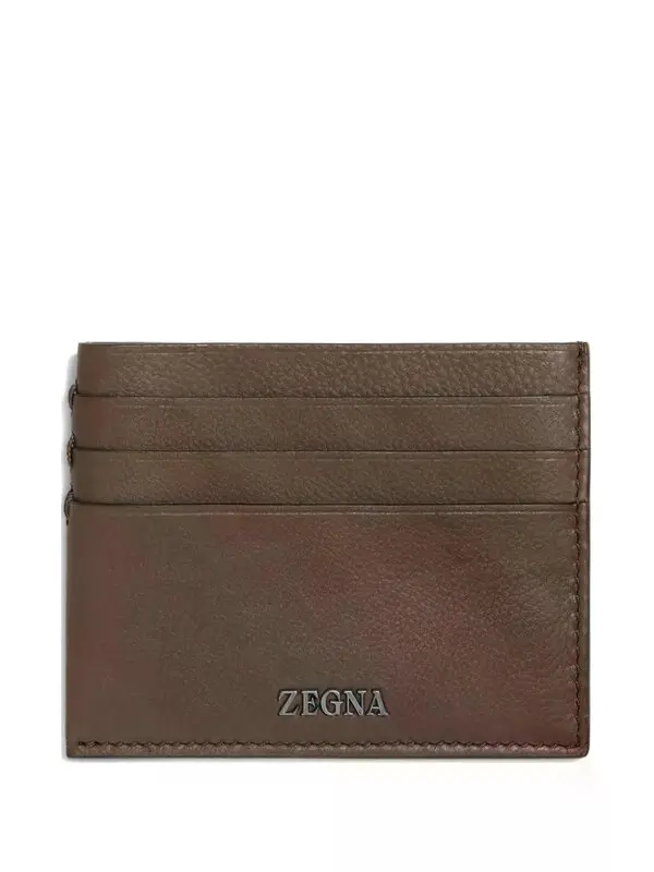Zegna Leather Card Holder - Brown