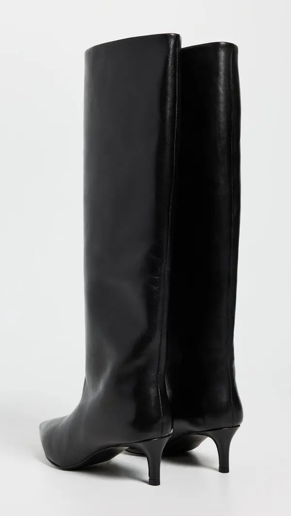Free People Kiki Kitten Heel Leather Boots - Black