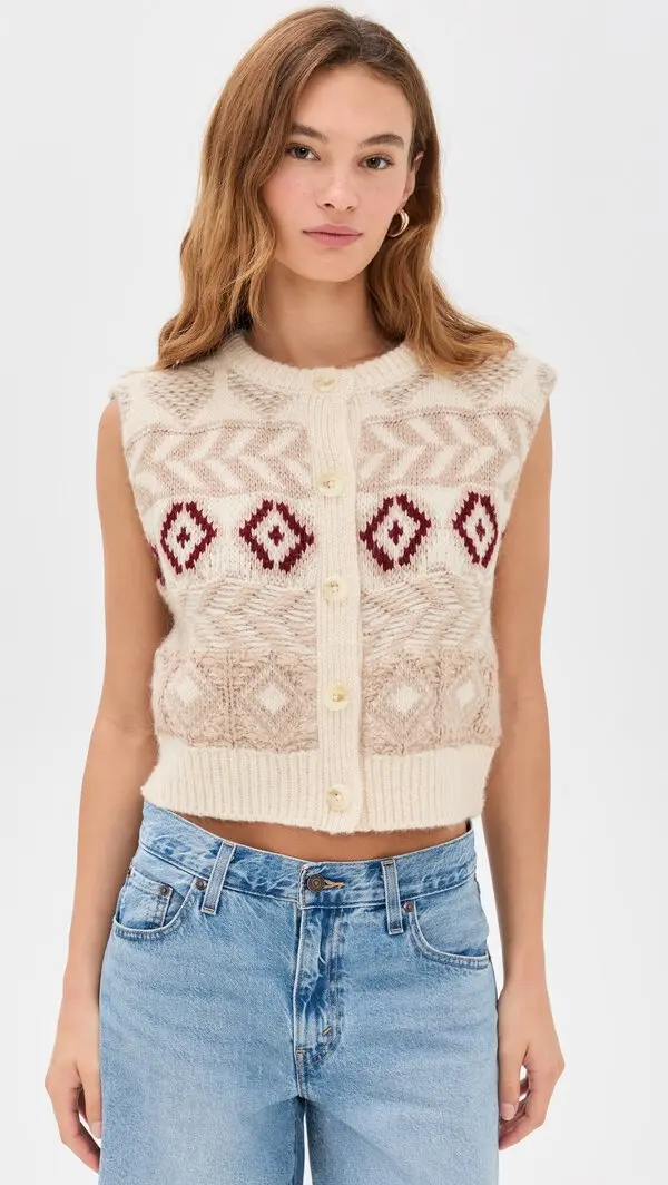 LE JEAN Fair Isle Knit Vest