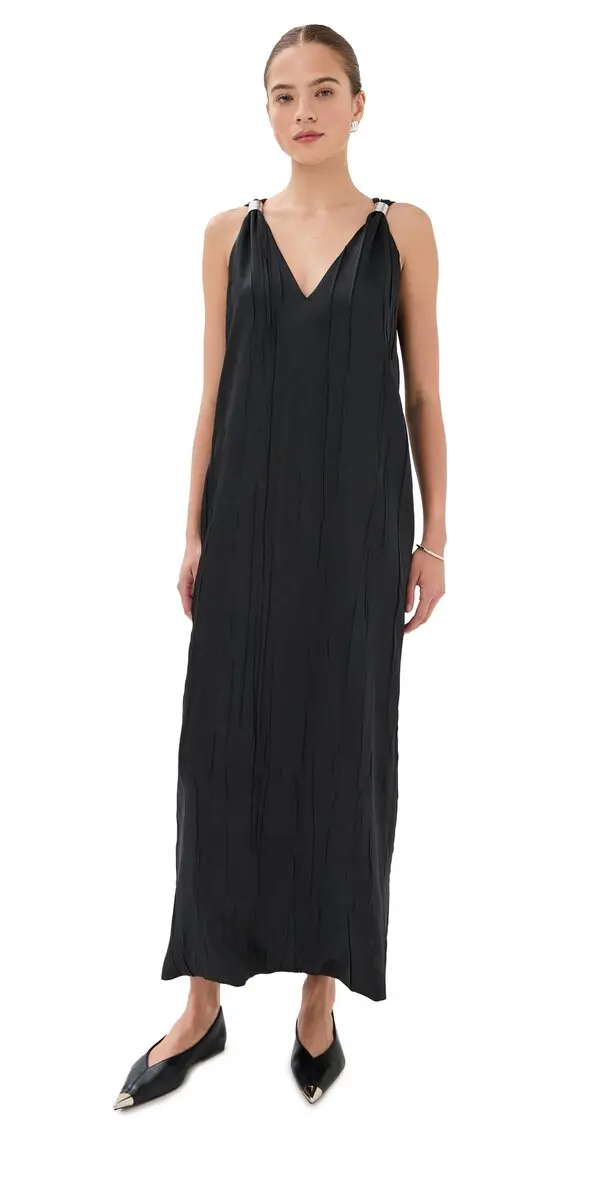 Brandon Maxwell Keke Deep V Shift Midi Dress