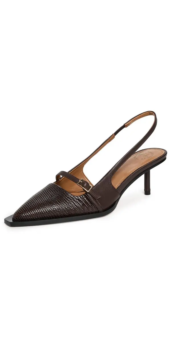ATP ATELIER Mira Leather Slingback Heels - Walnut Printed Lizard