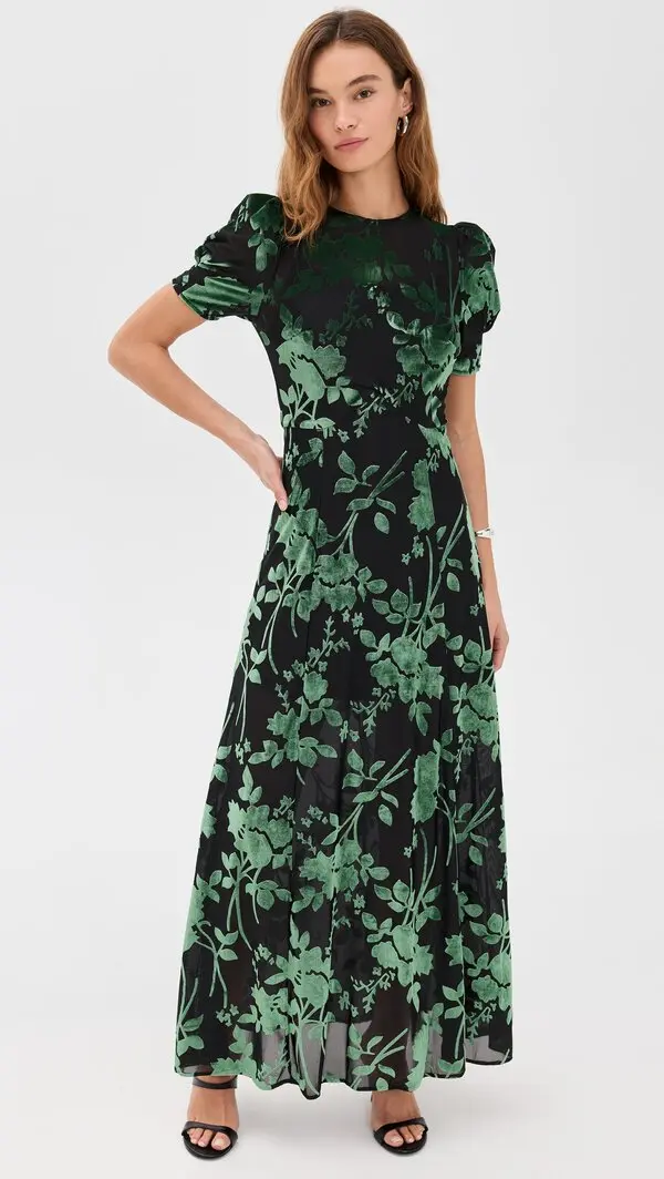 O.P.T Ralph Velvet Maxi Dress - Jade Velvet | Editorialist