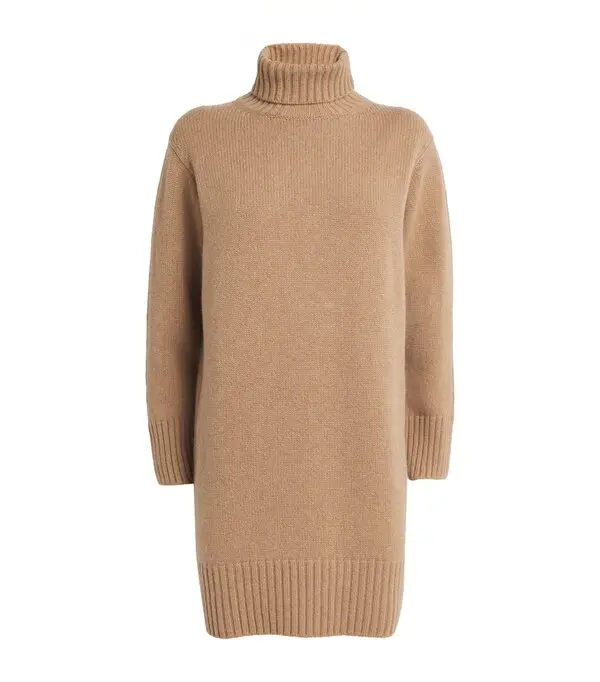 Harrods Cashmere Rollneck Mini Dress - Neutral