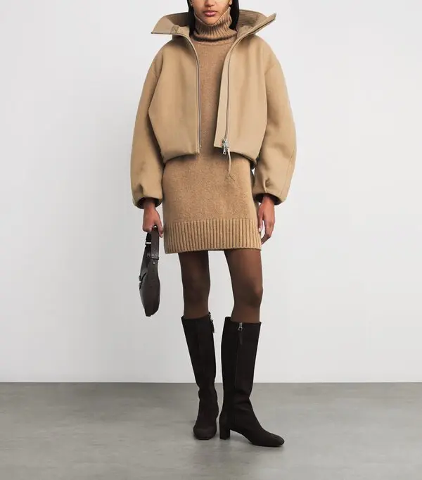 Harrods Cashmere Rollneck Mini Dress - Neutral