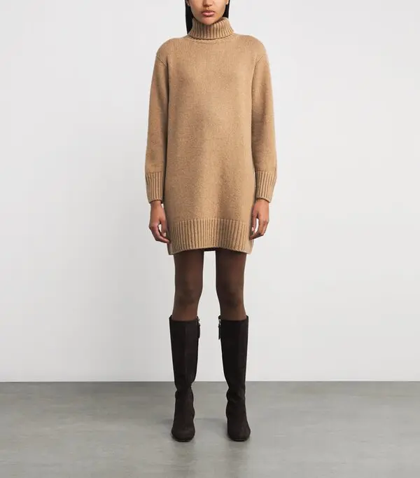 Harrods Cashmere Rollneck Mini Dress - Neutral