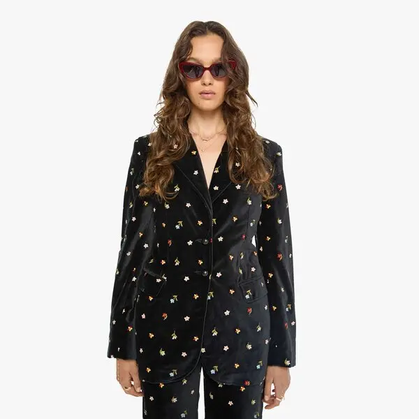 Alix Of Bohemia Afternoon Blazer Onyx Bouquet - Black