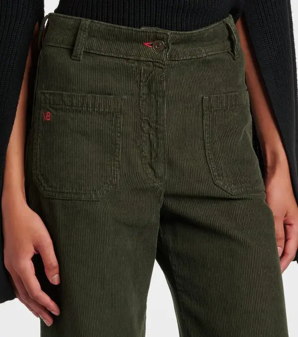 Victoria Beckham Alina Mid-rise Cotton Corduroy Flared Pants - Green
