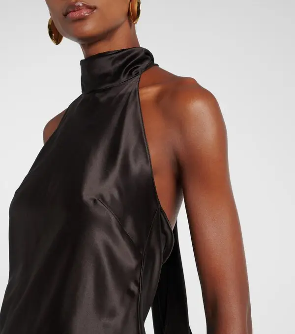 Ralph Lauren Chilton Halterneck Silk-blend Top - Brown