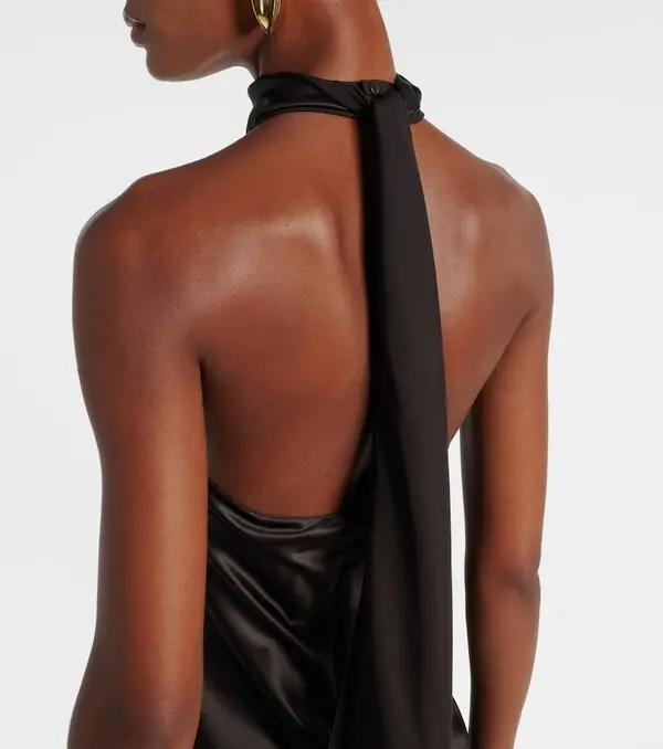 Ralph Lauren Chilton Halterneck Silk-blend Top - Brown