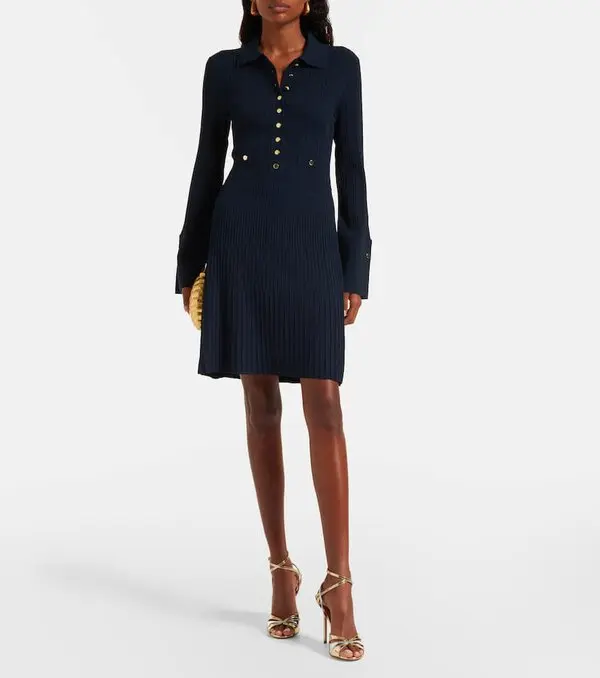 Veronica Beard Lauper Ribbed-knit Minidress