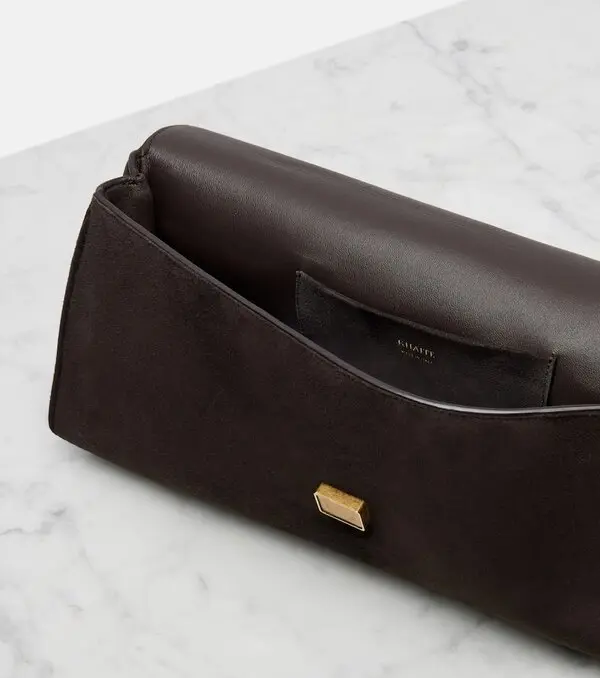 Khaite Audrey Suede Clutch - Brown