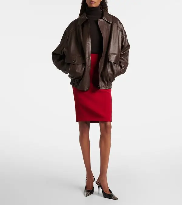 Saint Laurent Satin Pencil Skirt