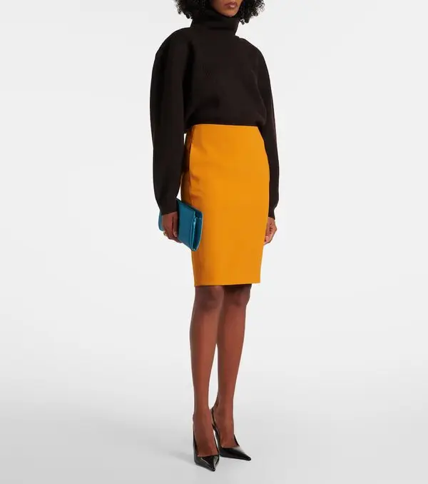 Saint Laurent High-rise Pencil Skirt - Yellow