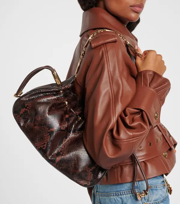 Zimmermann Halcyon Snake-effect Leather Shoulder Bag - Brown