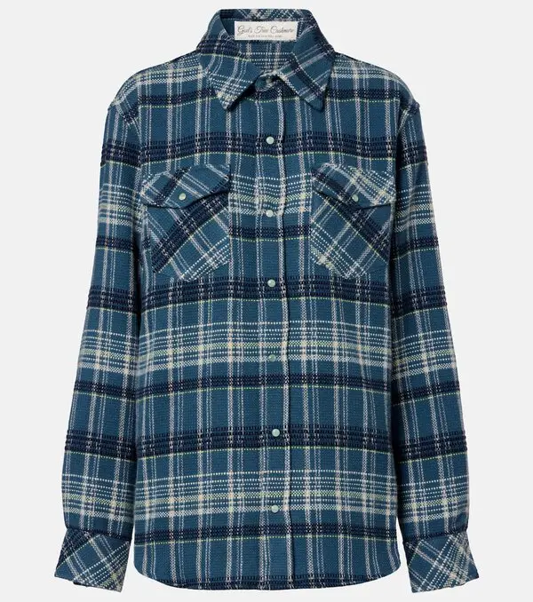 GOD'S TRUE CASHMERE Checked Cashmere Shirt - Blue