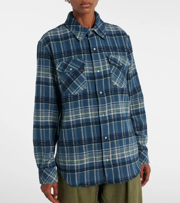GOD'S TRUE CASHMERE Checked Cashmere Shirt - Blue