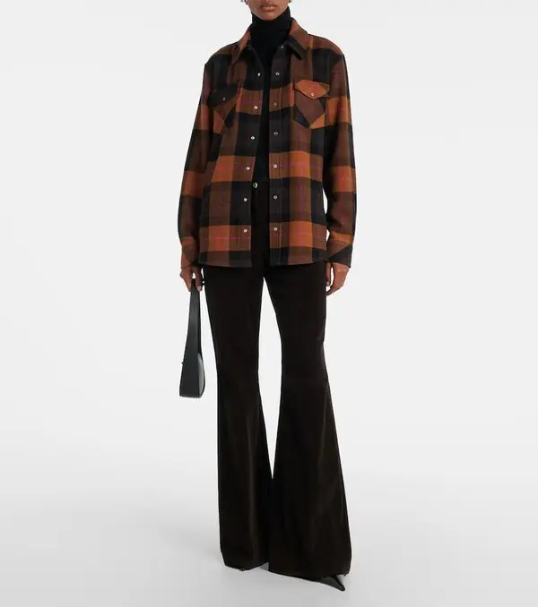 GOD'S TRUE CASHMERE Checked Cashmere Shirt - Brown