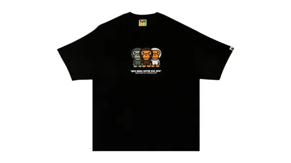 A BATHING APE Three Apes Milo Relaxed Fit Tee Shirt - Black