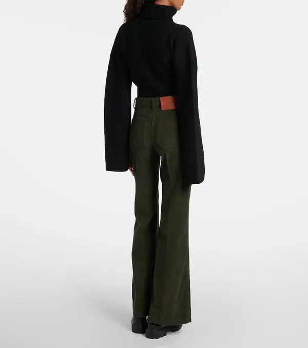 Victoria Beckham Alina Mid-rise Corduroy Flared Jeans - Green