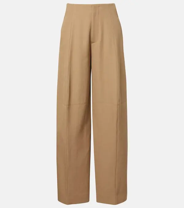 Victoria Beckham High-rise Wide-leg Virgin Wool Pants - Brown