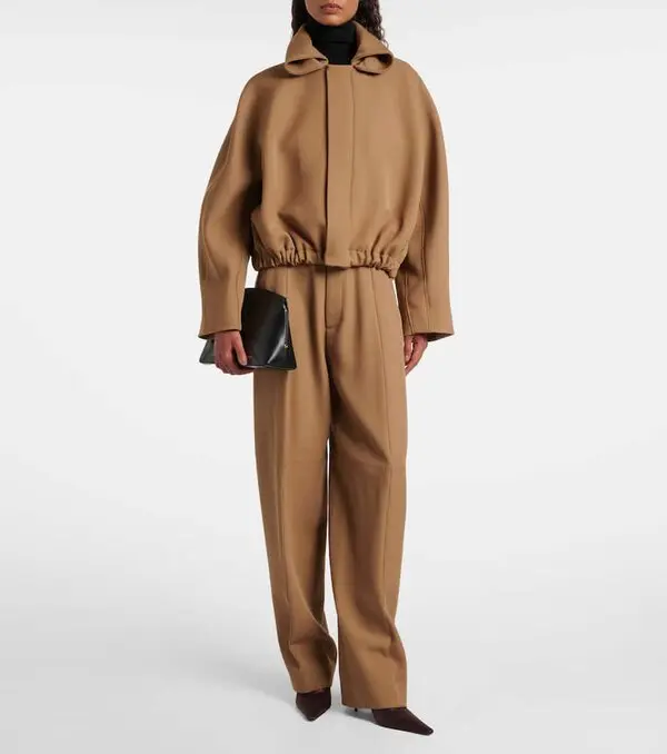 Victoria Beckham High-rise Wide-leg Virgin Wool Pants - Brown