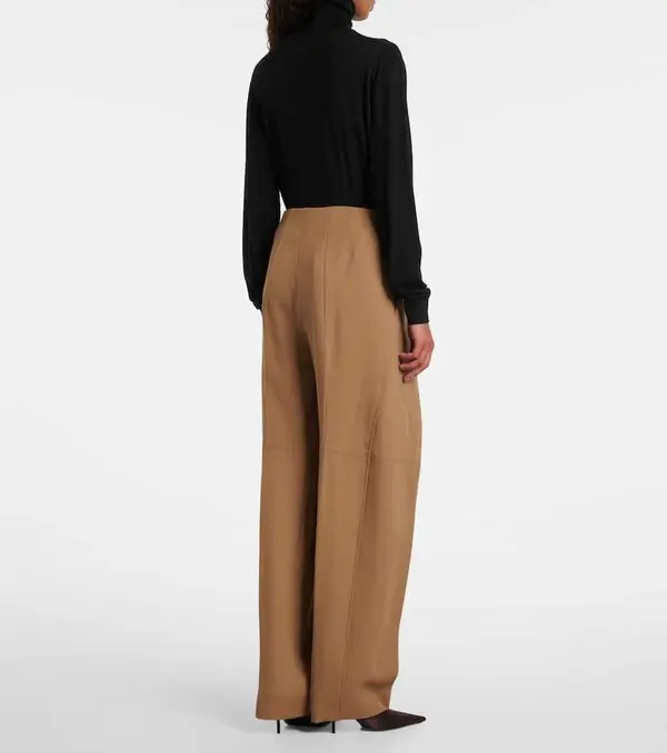 Victoria Beckham High-rise Wide-leg Virgin Wool Pants - Brown
