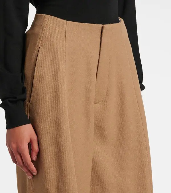 Victoria Beckham High-rise Wide-leg Virgin Wool Pants - Brown